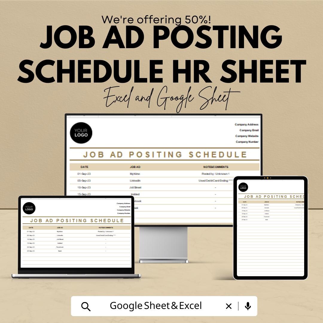 Job Ad Posting Schedule HR Sheet - Excel & Google Sheet Template ...