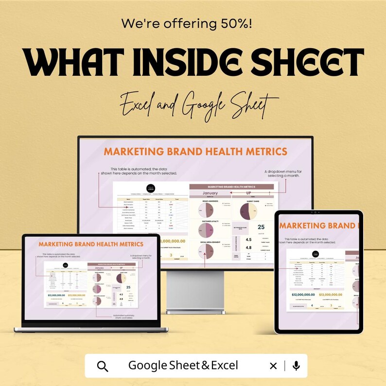 Marketing Brand Health Metrics Sheet - Excel and Google Sheets Template ...