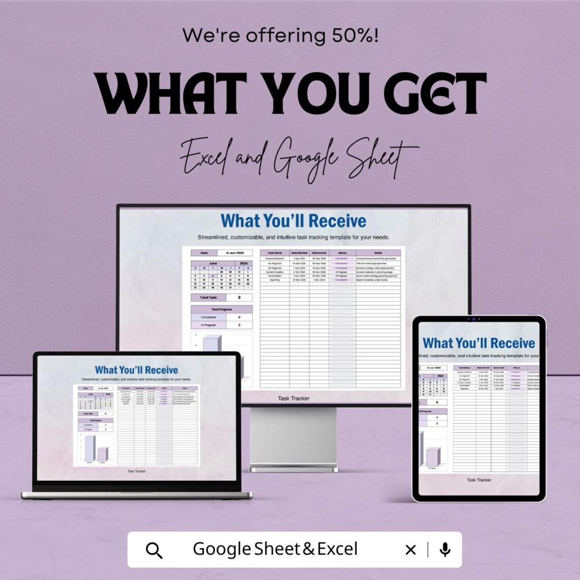 Task Tracker Sheet for Excel and Google Sheets | Project Organizer ...