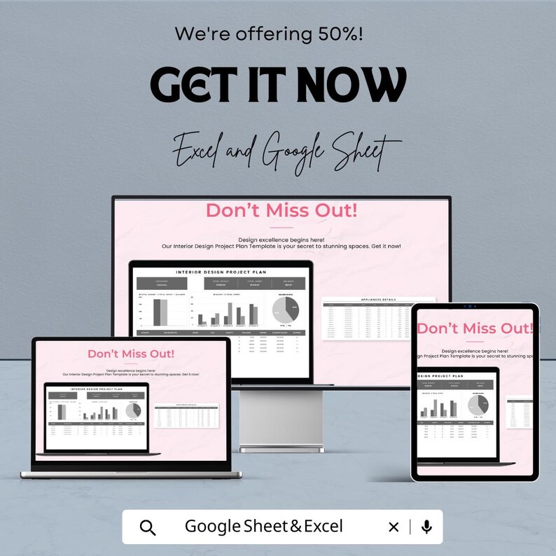 Interior Design Project Plan Sheet - Excel & Google Sheet Template for Budget, Timeline, and ...