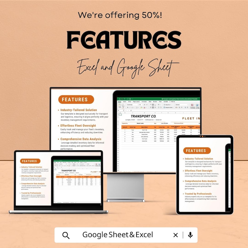 Fleet Inventory Template | Transport and Logistics Vehicle Tracker ...