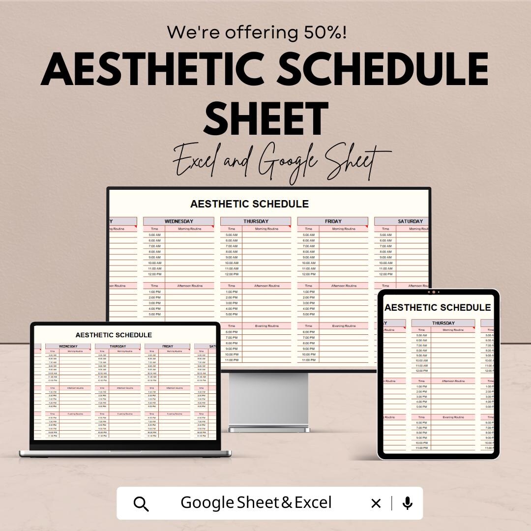 Aesthetic Schedule Sheet | Creative Task Planner | Excel & Google Sheet ...