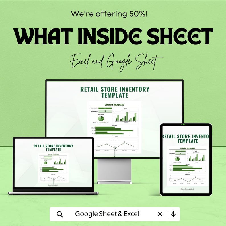 Retail Store Inventory Sheet - Excel & Google Sheets Template - Track ...
