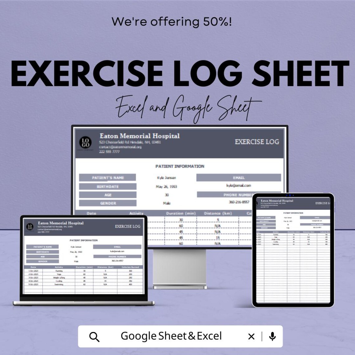 Exercise Log Sheet | Track Your Fitness Journey | Excel & Google Sheets ...