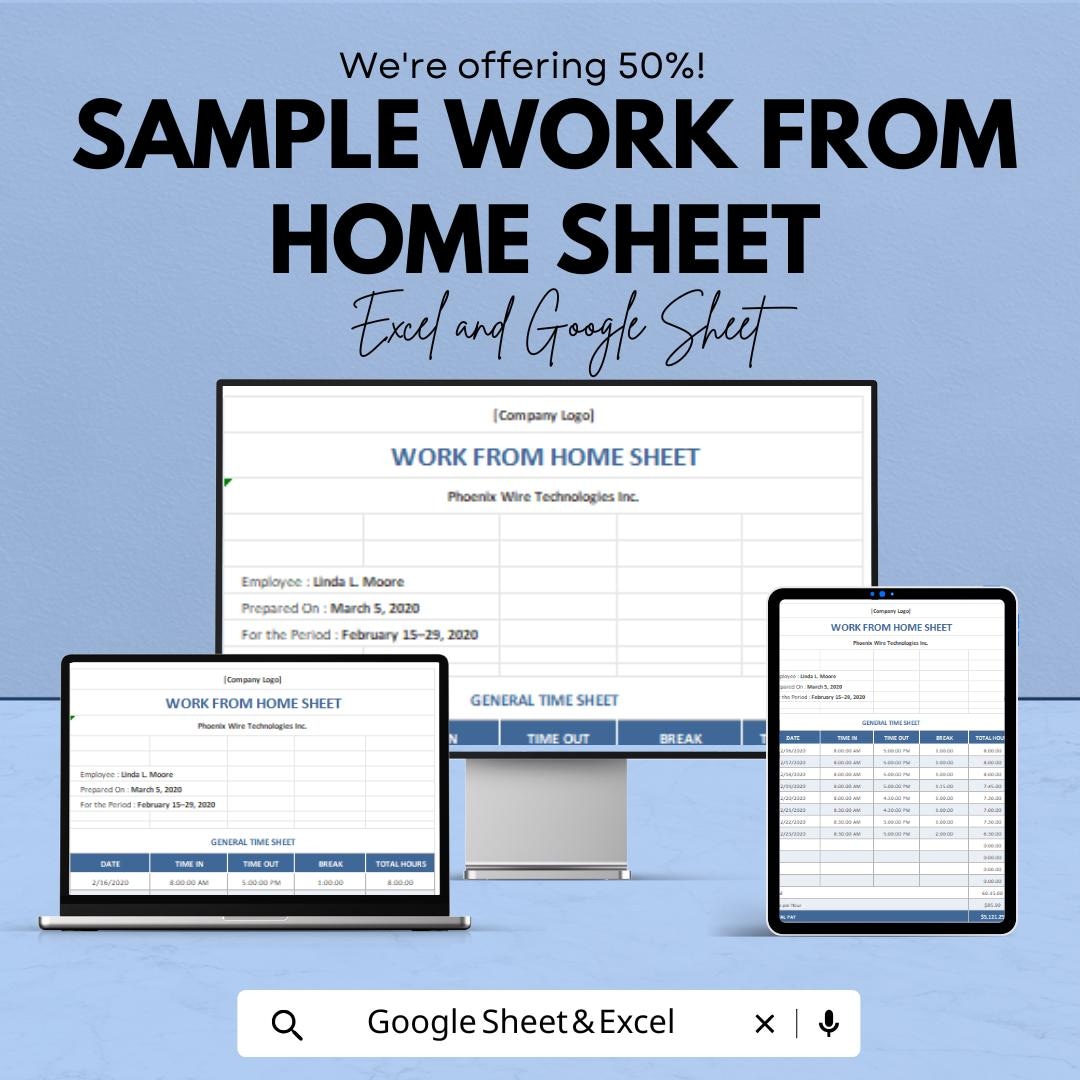 Sample Work From Home Sheet | Employee Time Tracker | Work Log Template ...