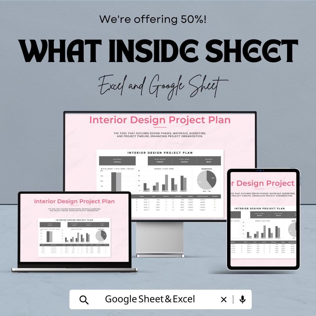 Interior Design Project Plan Sheet - Excel & Google Sheet Template for ...