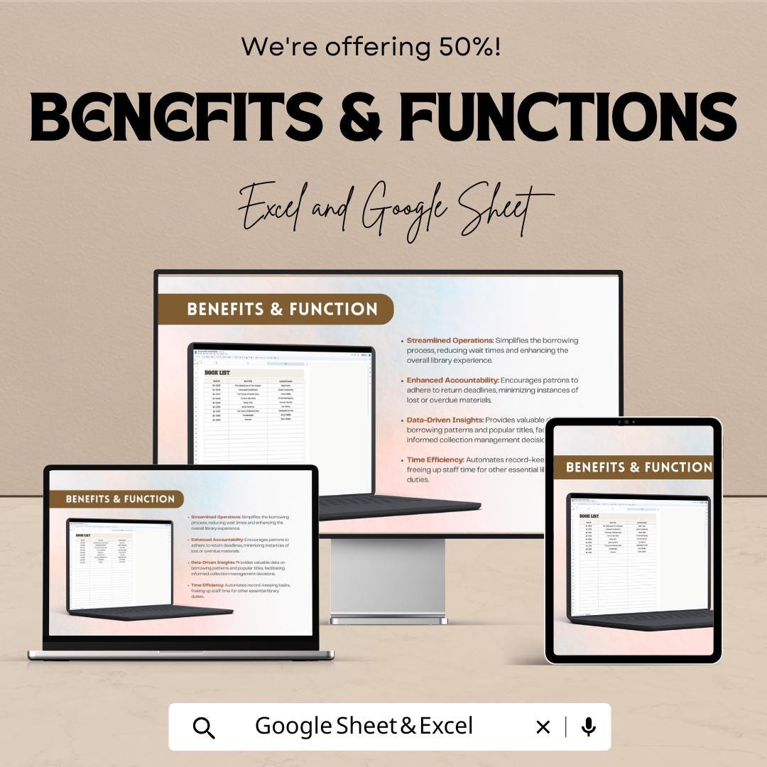 Library Book Sign Out Sheet Template - Excel and Google Sheet | Track ...