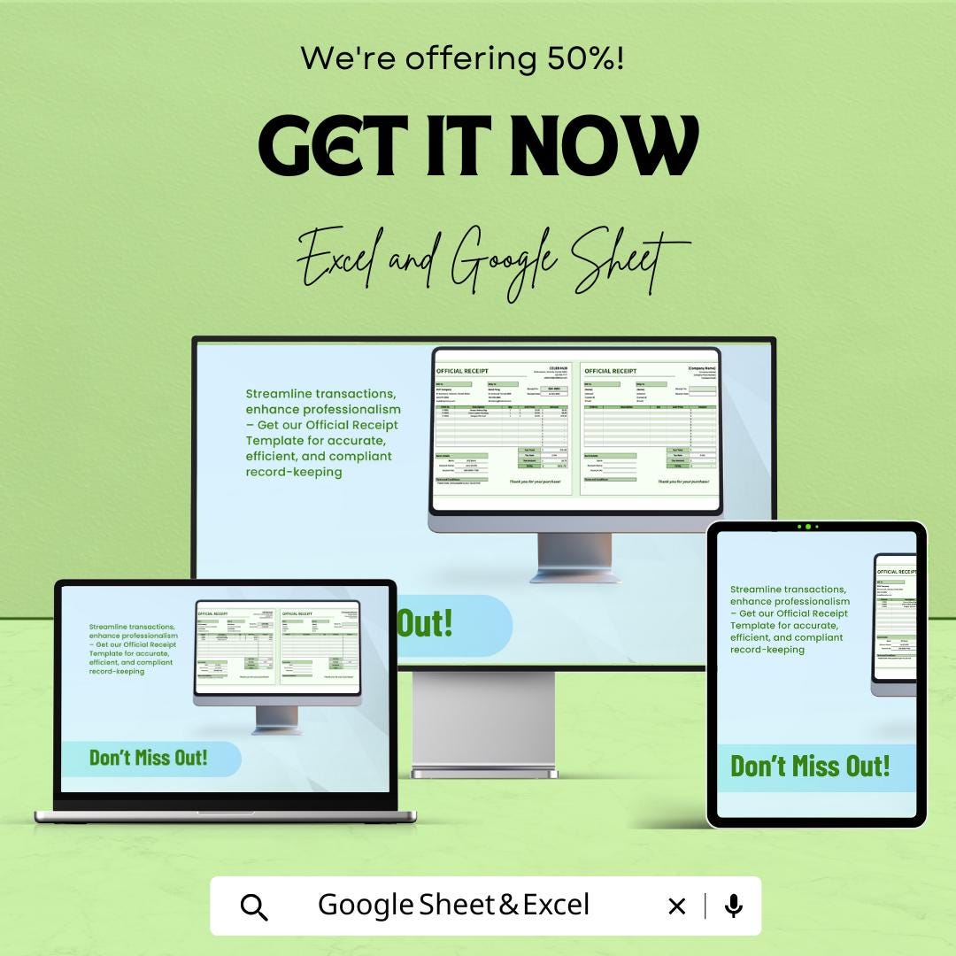 Official Receipt Sheet Template | Payment Tracker | Business Invoice ...