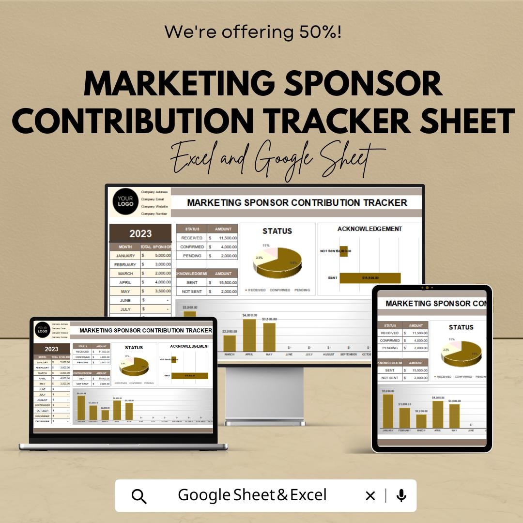 Marketing Sponsor Contribution Tracker | Event Sponsorship Log | Excel ...