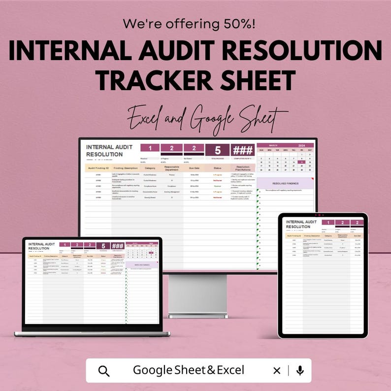 Internal Audit Resolution Tracker Sheet - Excel and Google Sheets ...