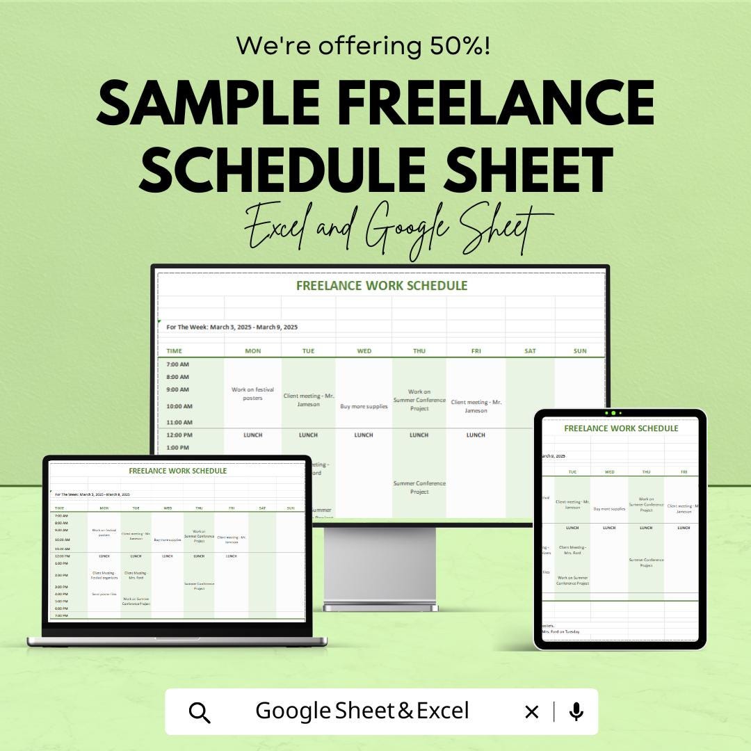 Sample Freelance Schedule Sheet - Excel & Google Sheets Template ...