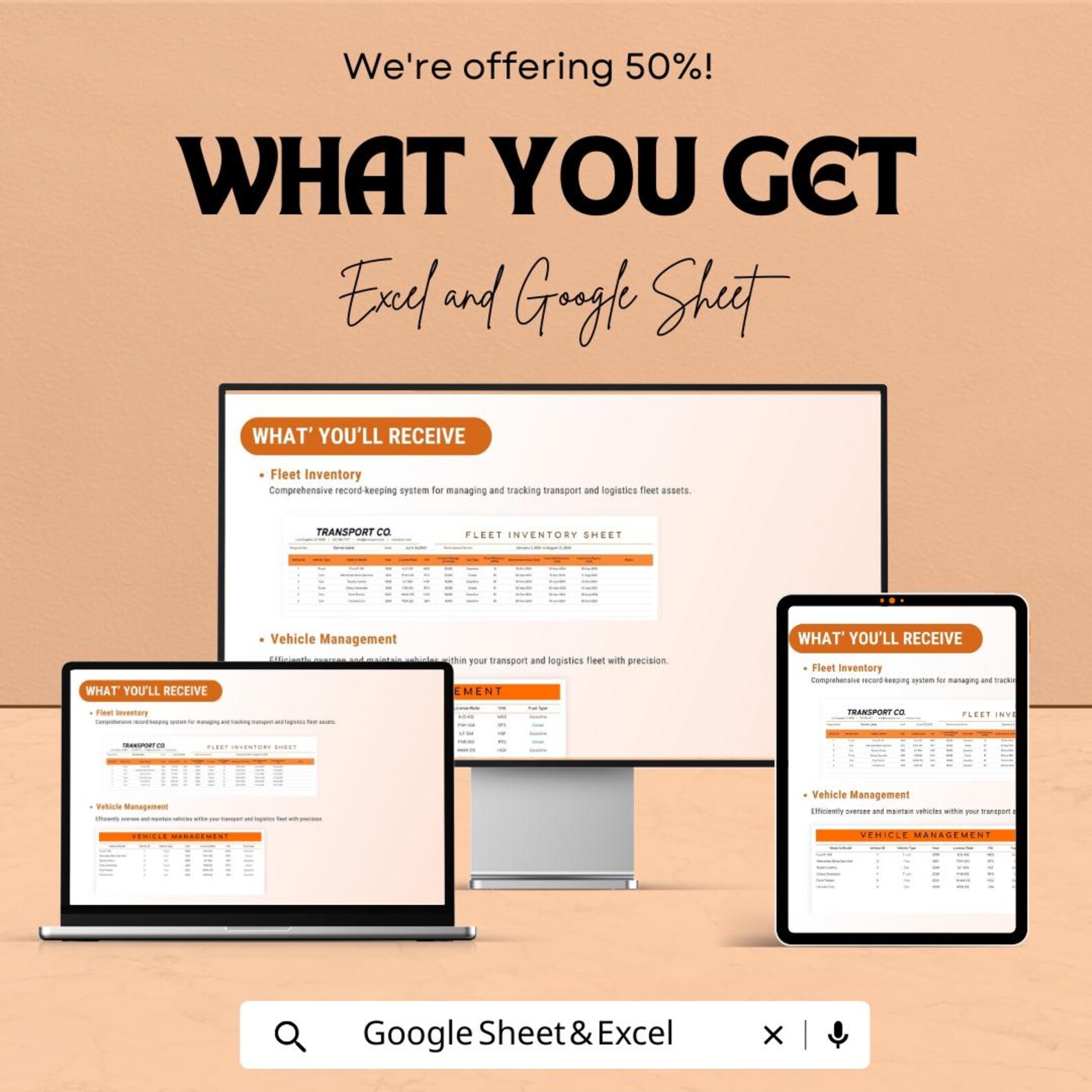 Fleet Inventory Template | Transport and Logistics Vehicle Tracker ...