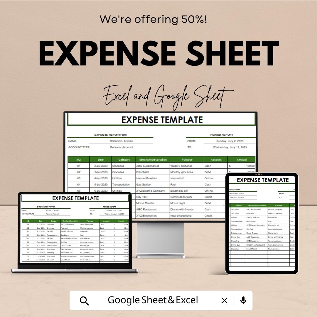 Expense Sheet for Google Sheets - Track Your Spending & Budgeting ...