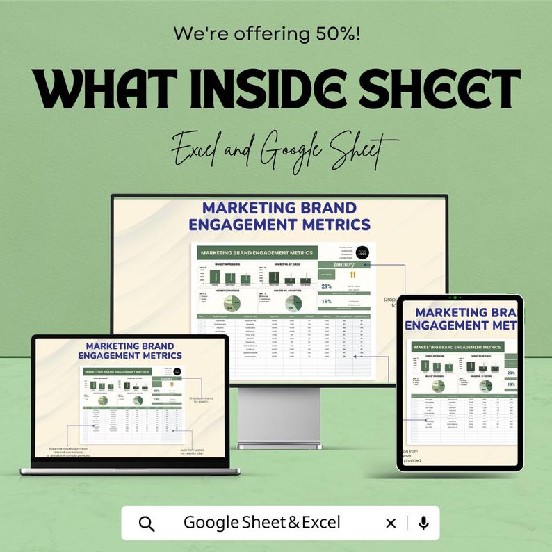 Marketing Brand Engagement Metrics Sheet | Google Sheets for Tracking ...