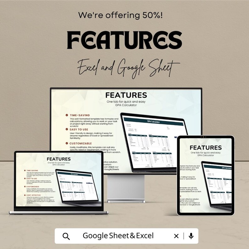 GPA Calculator Sheet | Excel and Google Sheet Template | Track Grades ...