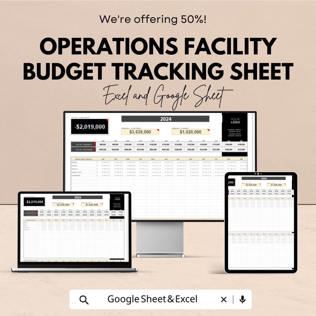 Operations Facility Budget Tracking Sheet - Excel & Google Sheets ...