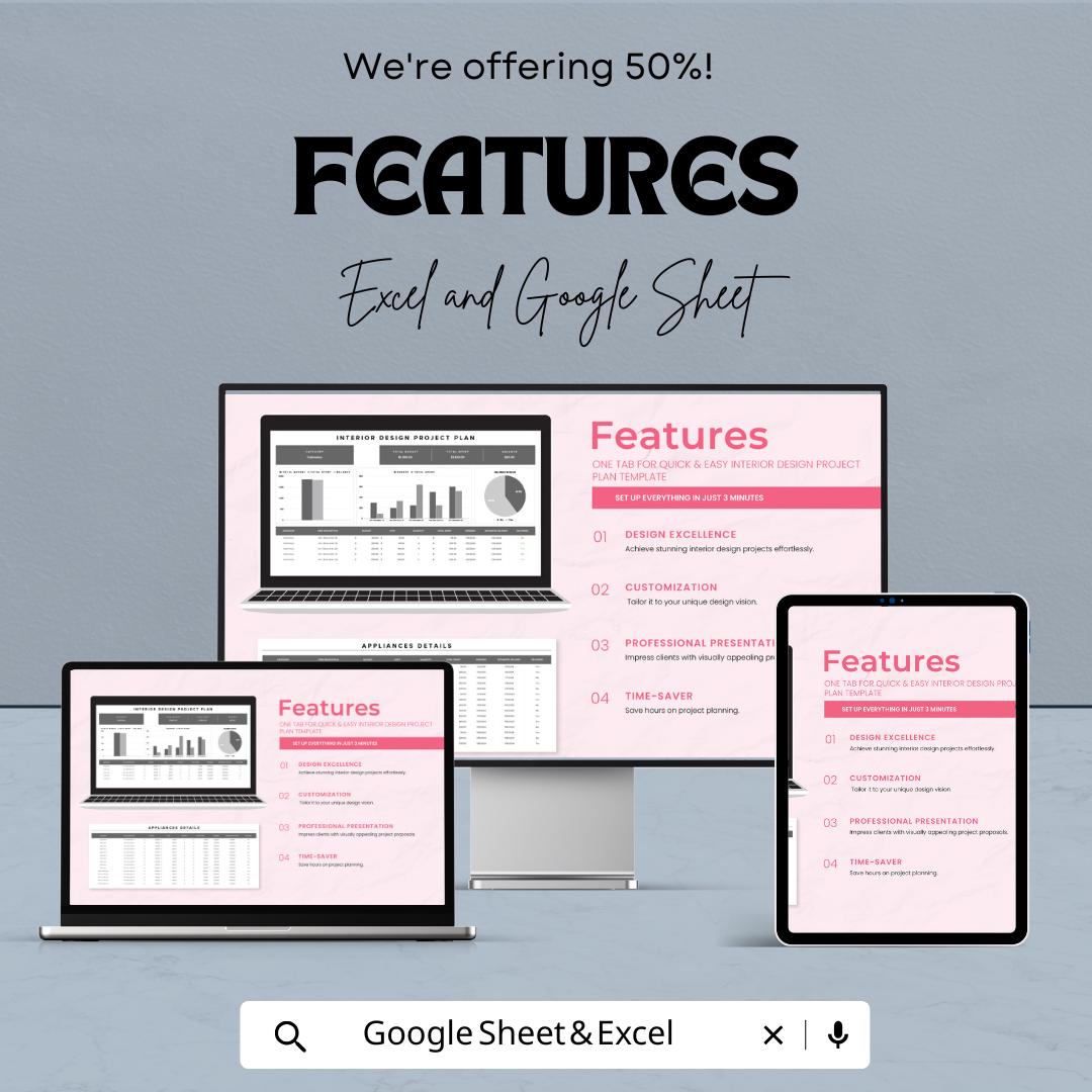 Interior Design Project Plan Sheet - Excel & Google Sheet Template for ...