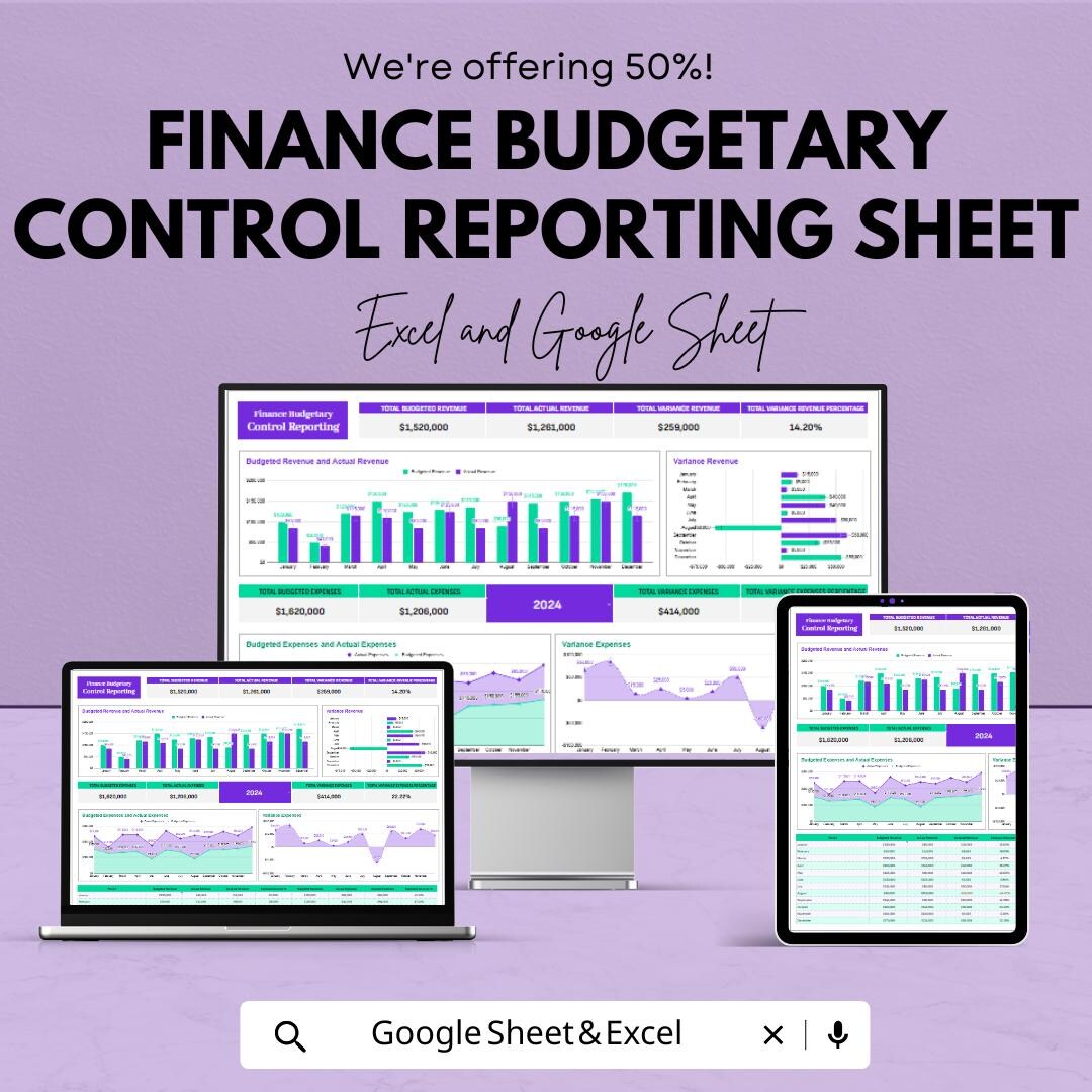 Finance Budgetary Control Reporting Sheet | Google Sheets and Excel ...