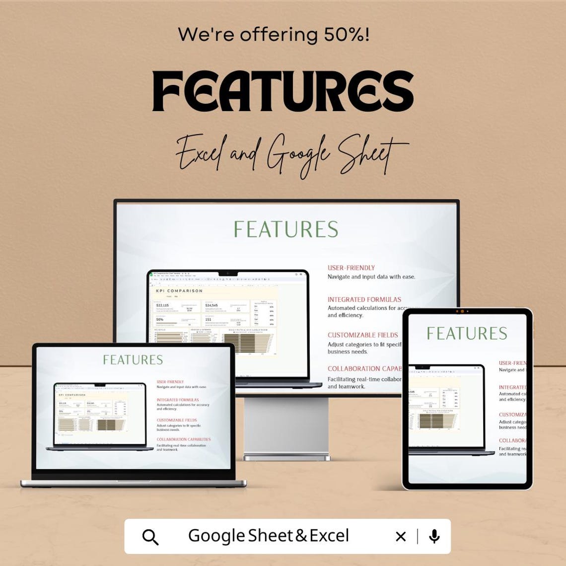 KPI Comparison Bar Chart Template | Excel & Google Sheets | Track and ...