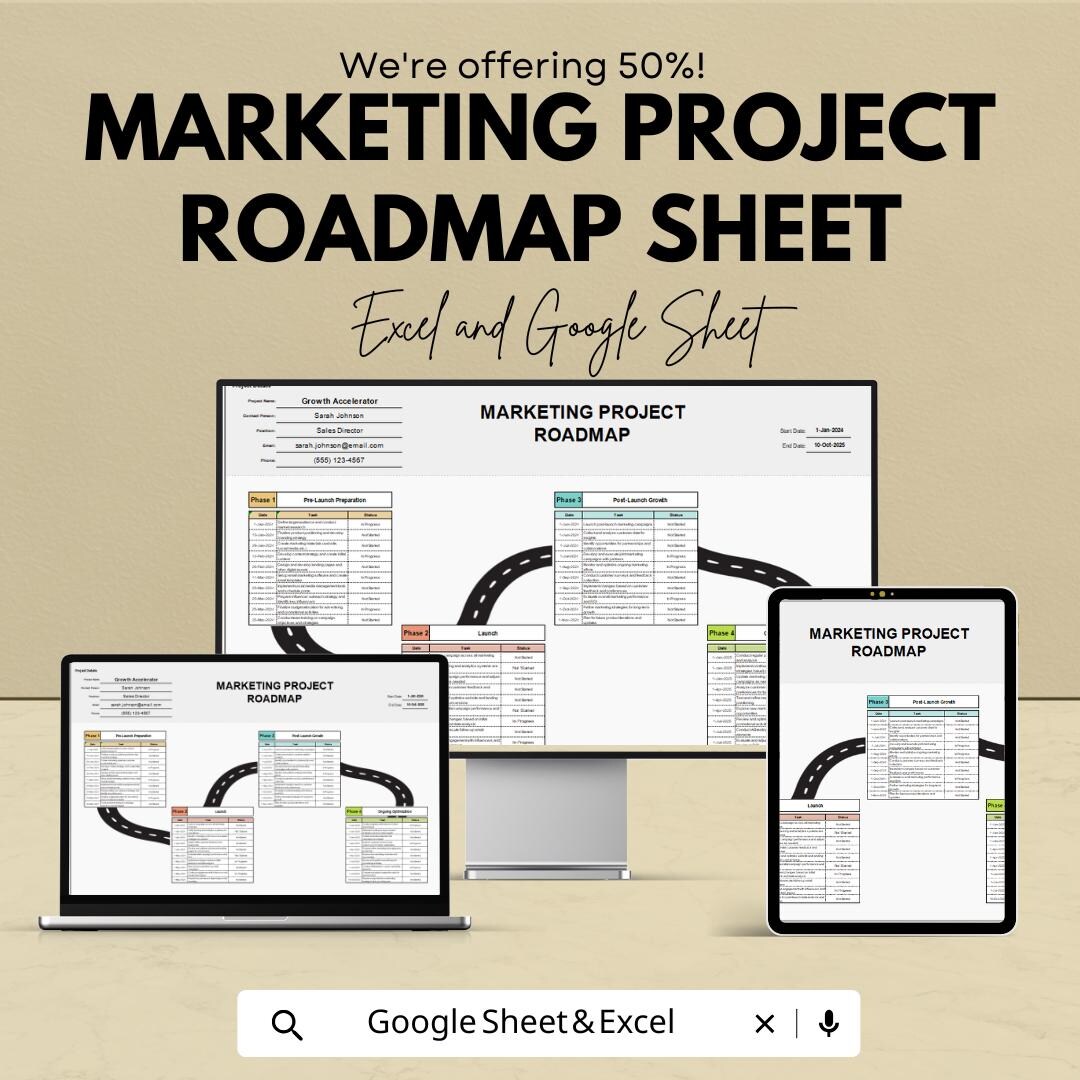 Marketing Project Roadmap Sheet | Excel & Google Sheets Template ...