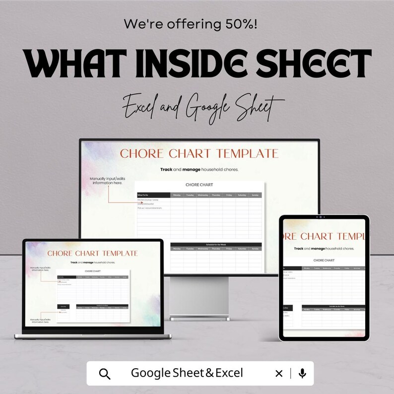 Chore Chart Template | Excel and Google Sheets | Weekly Household ...
