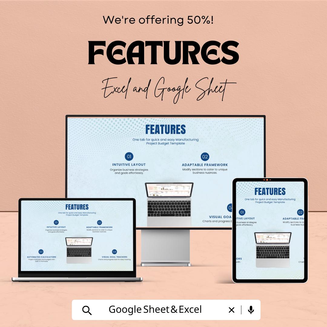 Manufacturing Project Budget Sheet | Excel and Google Sheets Template ...