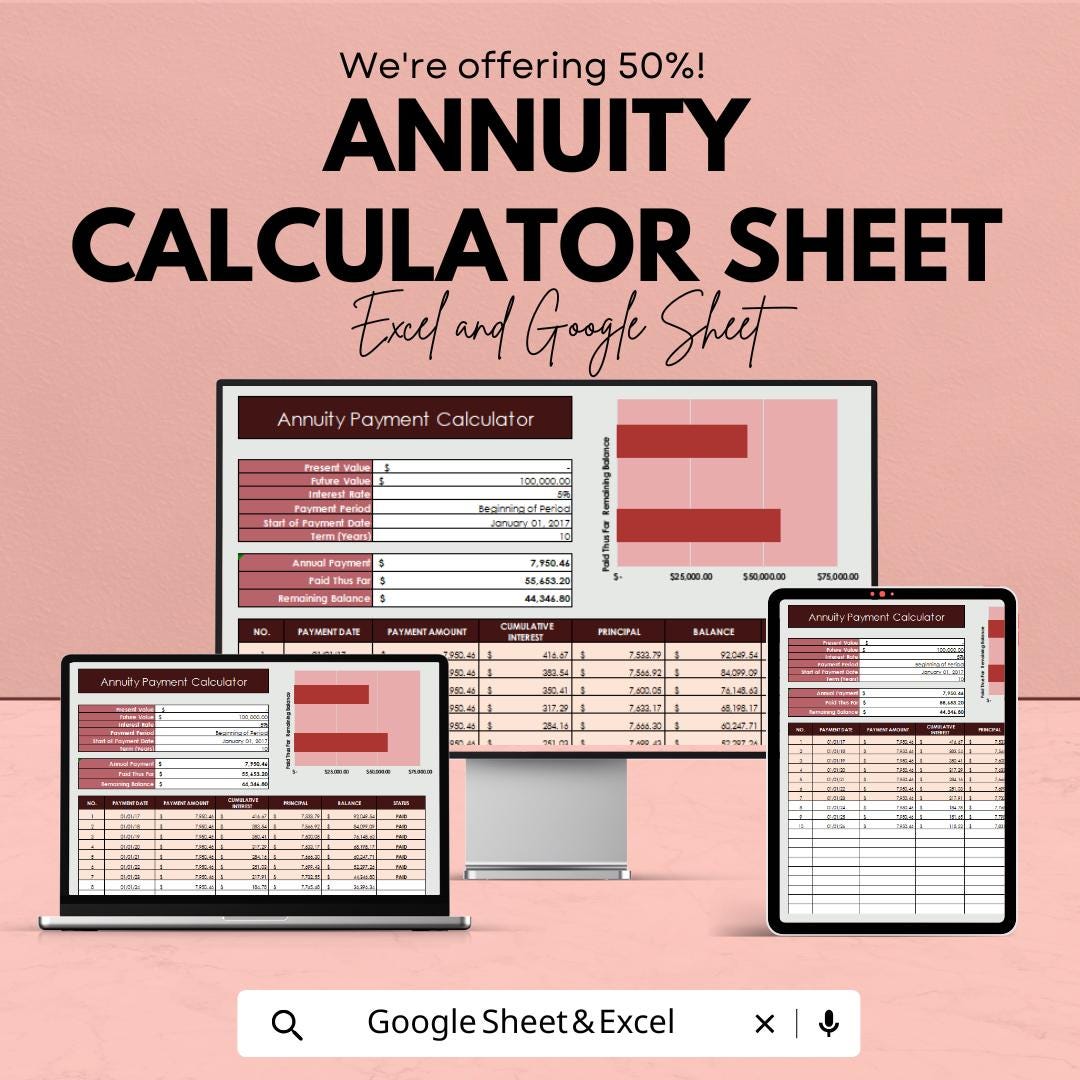 Annuity Calculator Sheet – Excel & Google Sheets Template for Accurate ...