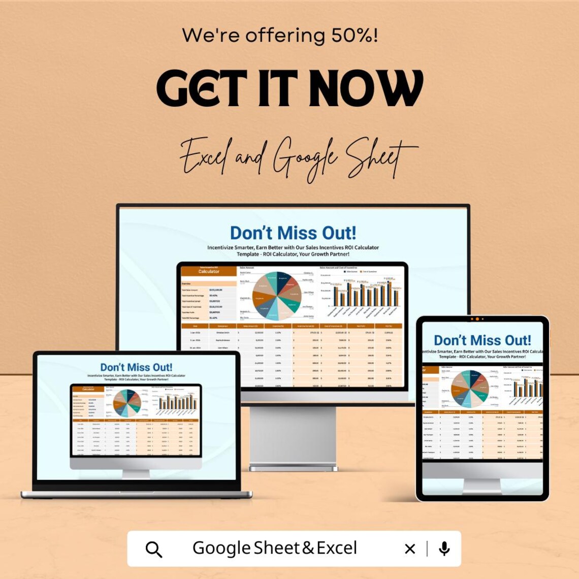 Sales Incentive ROI Calculator Sheet - Excel and Google Sheet for ROI ...