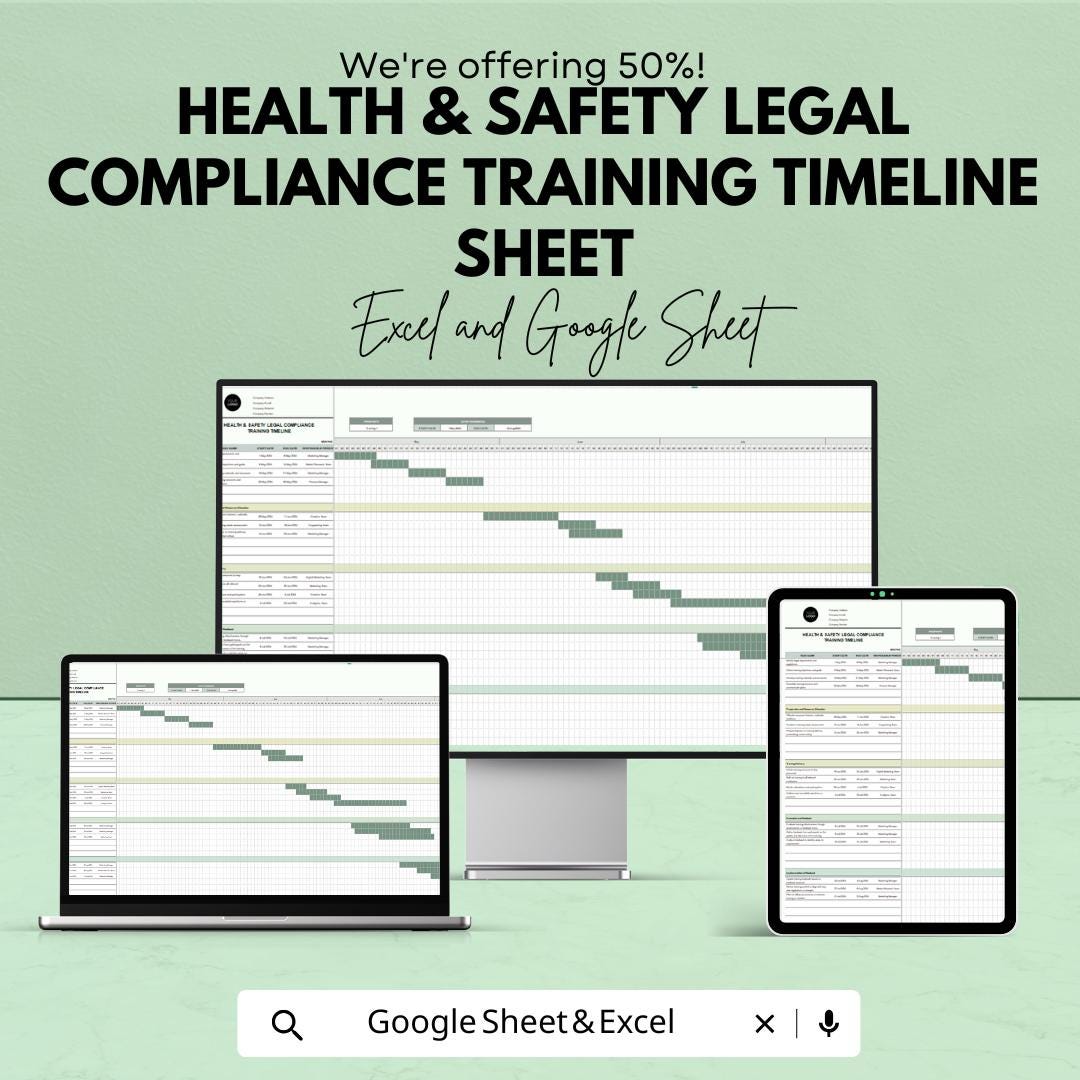 Health and Safety Legal Compliance Training Timeline Sheet | Google ...