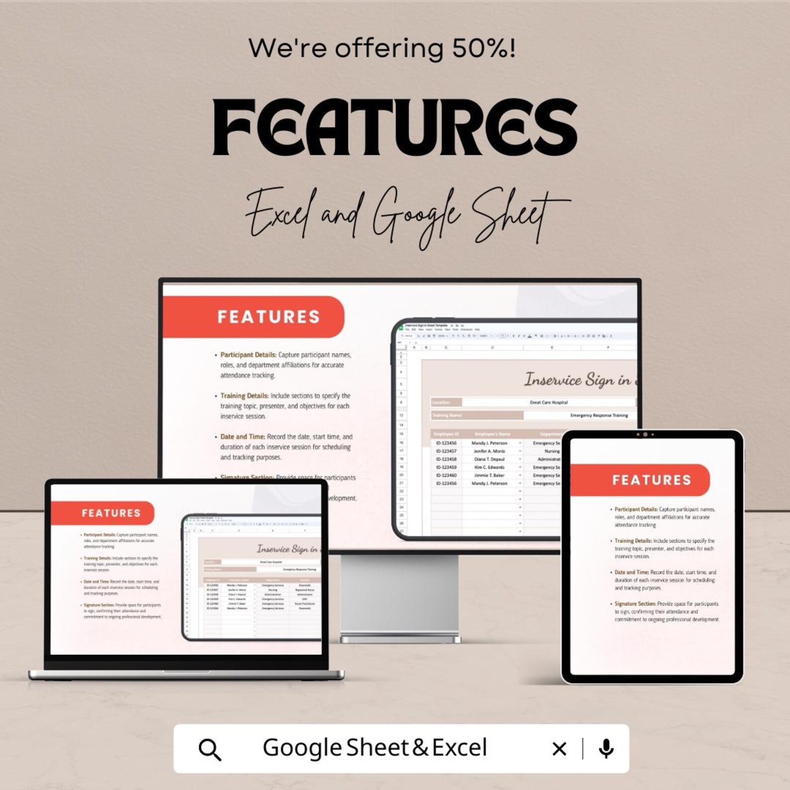 Inservice Sign in Sheet | Editable Excel and Google Sheet Template ...