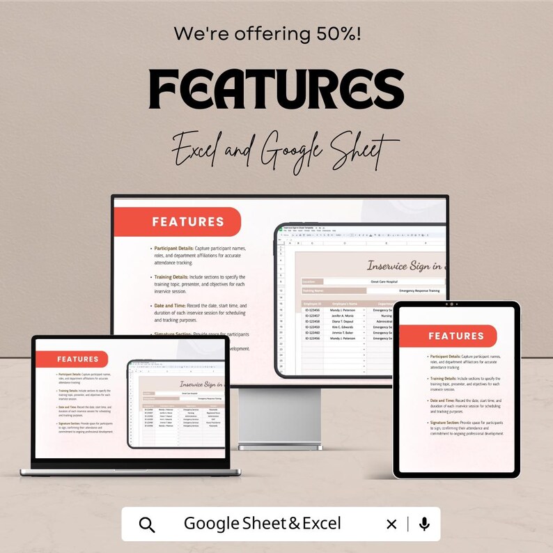 Inservice Sign in Sheet | Editable Excel and Google Sheet Template ...