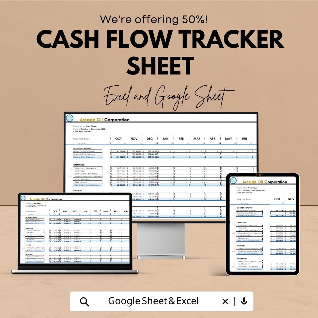Cash Flow Tracker Sheet | Financial Planning Excel and Google Sheets ...