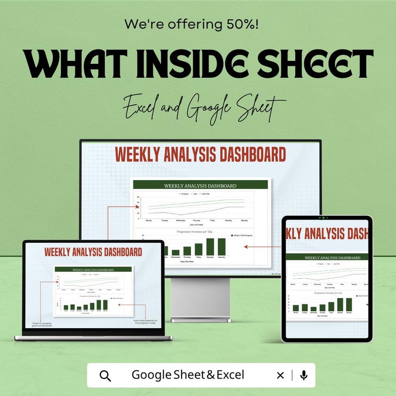 Weekly Analysis Dashboard Template | Weekly Report Spreadsheet | Data ...