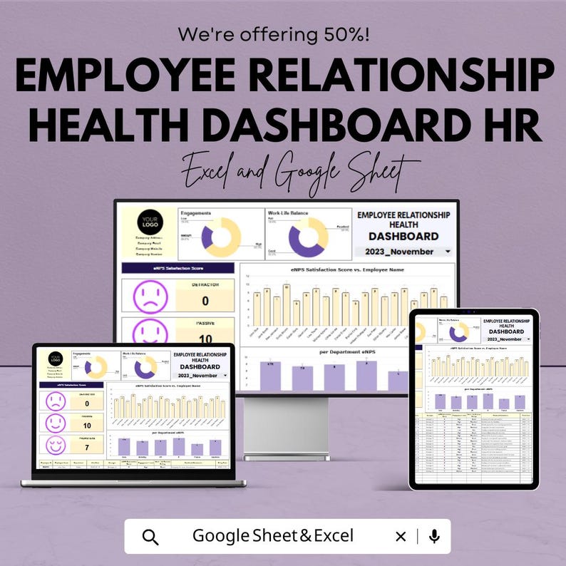 Employee Relationship Health Dashboard HR Template - Excel & Google ...