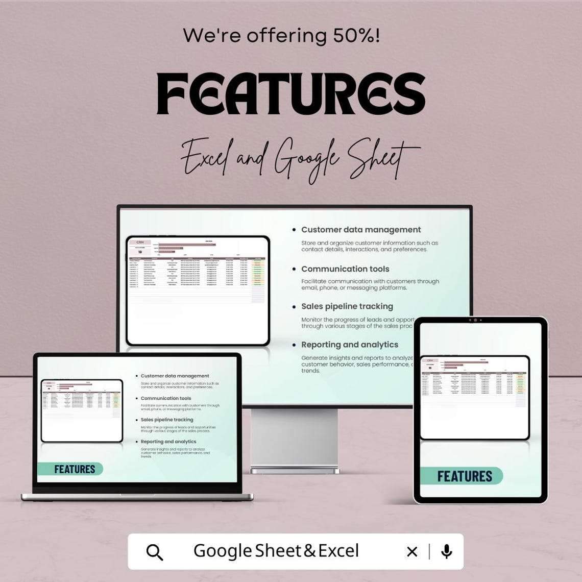 50% off | Customizable CRM Sheet Template for Excel and Google Sheets ...