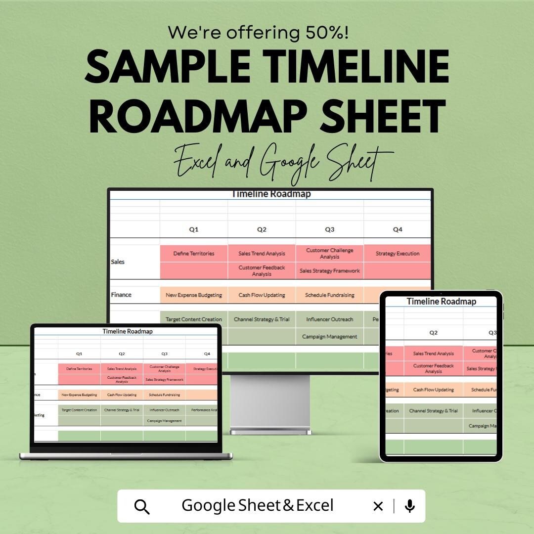Sample Timeline Roadmap Sheet | Sales Planning Template | Quarterly ...