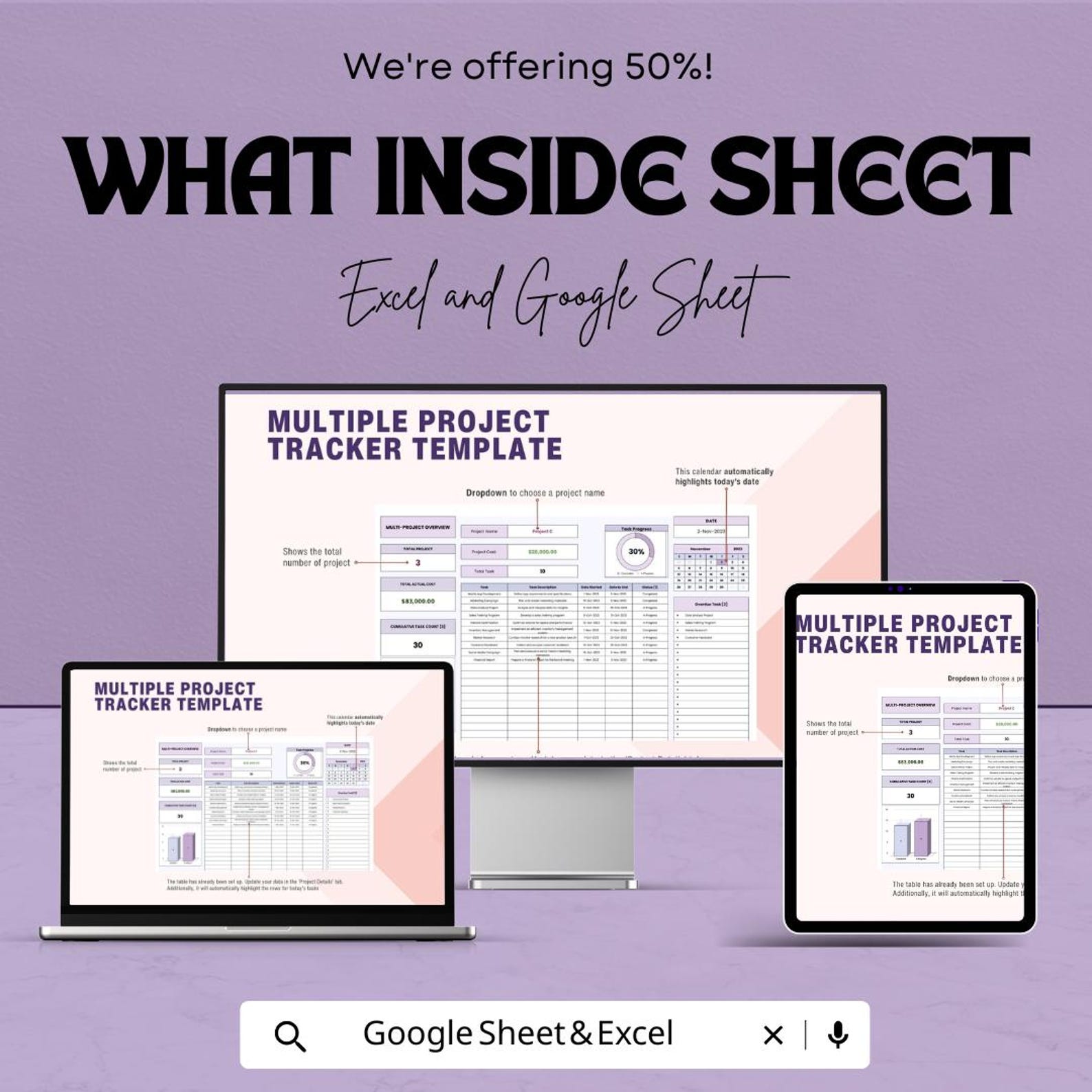 Multiple Project Tracker Sheet | Project Management Template | Task ...