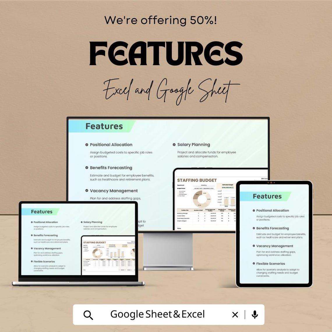 Staffing Budget Sheet - Excel & Google Sheet Template | Employee Salary ...