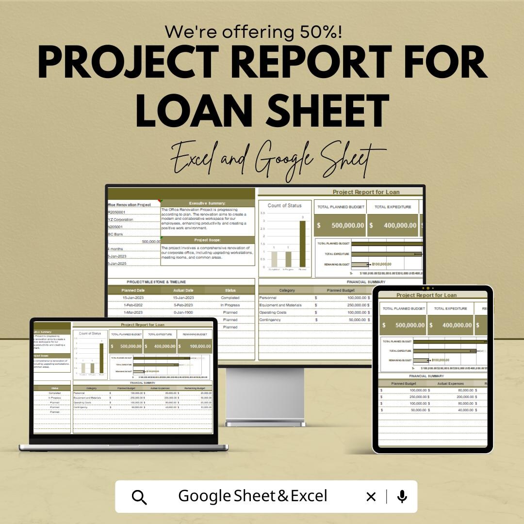 Project Report for Loan | Excel & Google Sheets | Budget, Financial ...