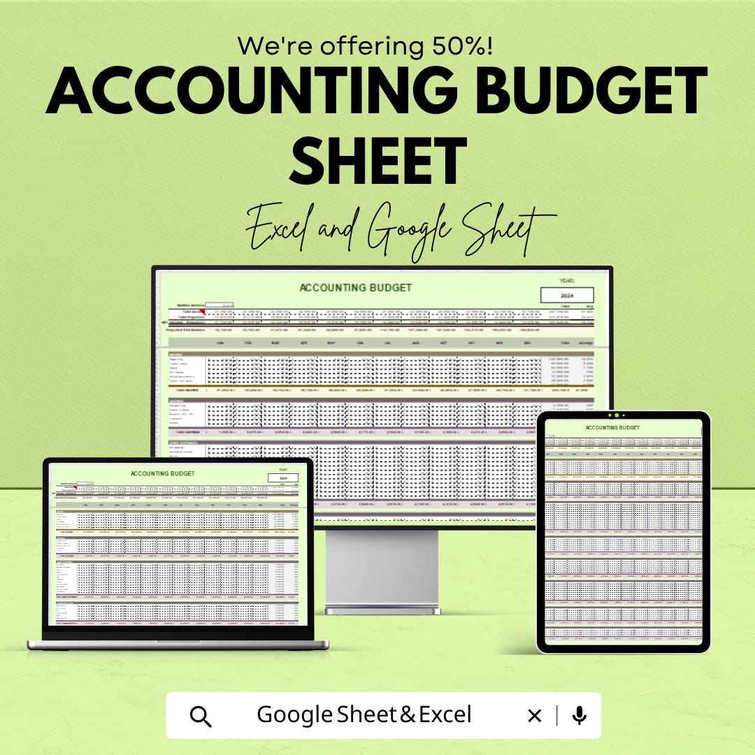 Accounting Budget Sheet – Excel and Google Sheet Template for Financial ...