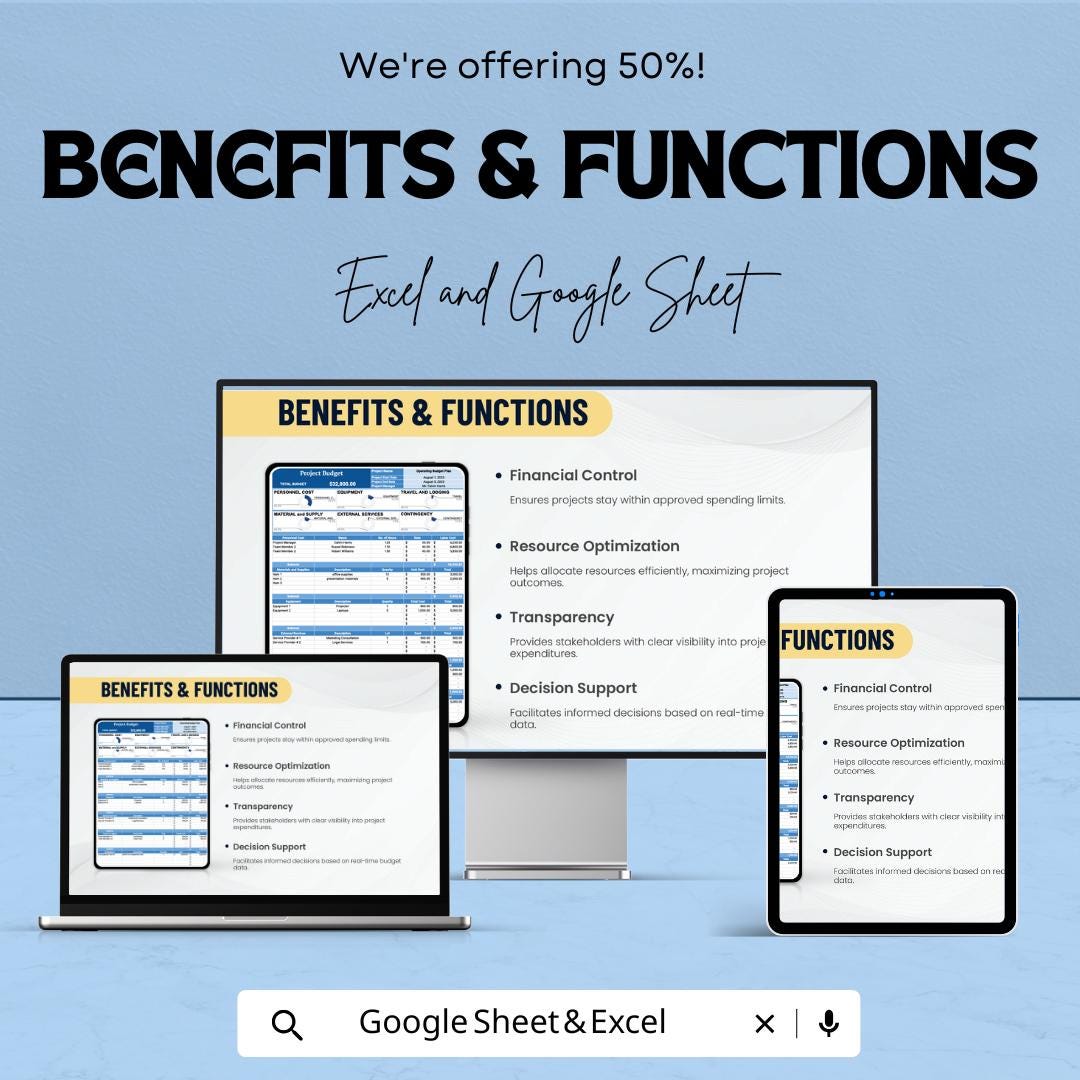 Project Budget Sheet | Excel & Google Sheets | Business Budget Template ...