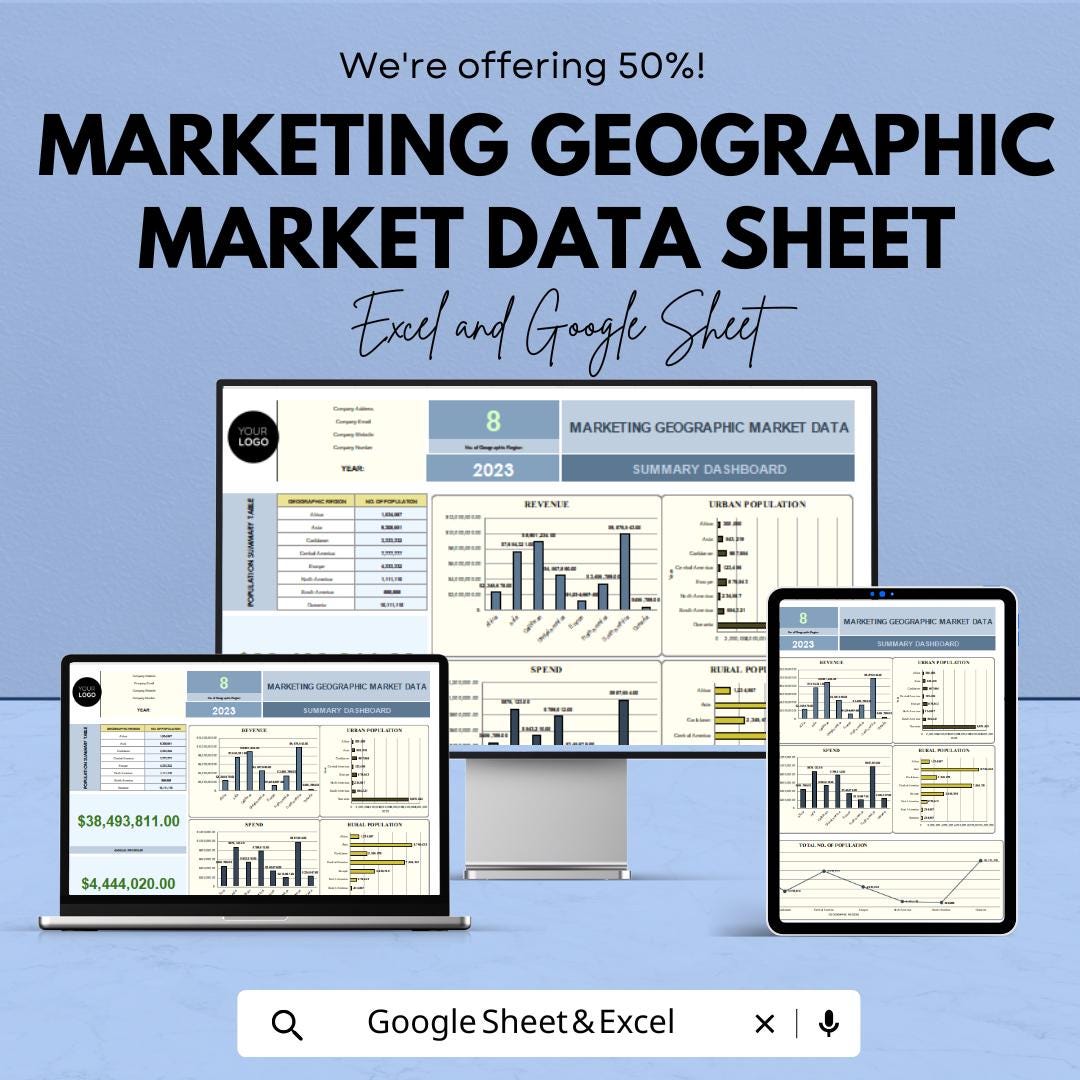 Marketing Geographic Market Data Sheet - Excel and Google Sheets ...