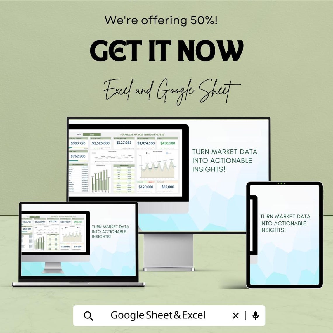Financial Market Trend Analysis Sheet | Excel & Google Sheets | Market ...