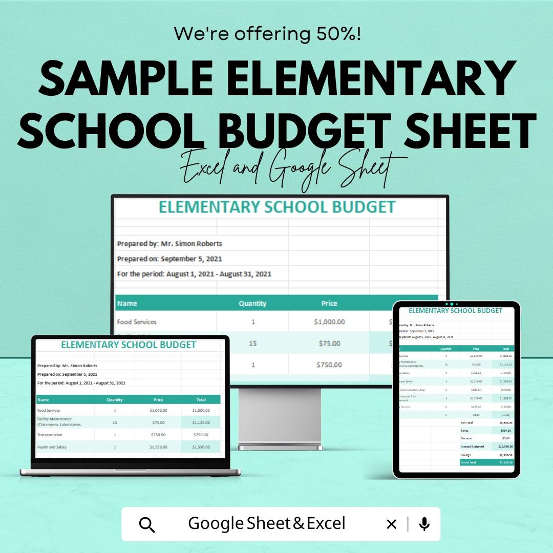 Sample Elementary School Budget Sheet - Excel and Google Sheets ...