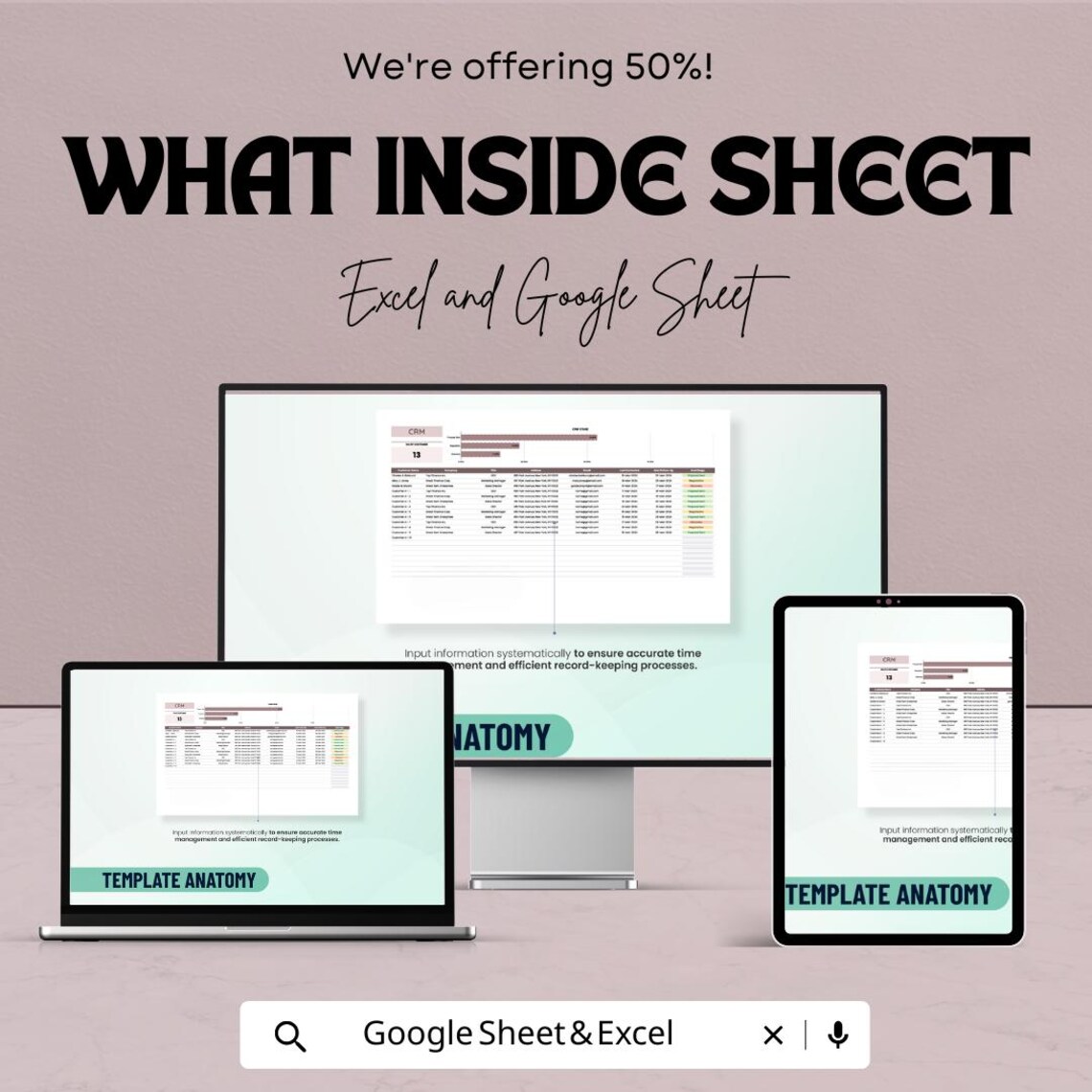 50% off | Customizable CRM Sheet Template for Excel and Google Sheets ...