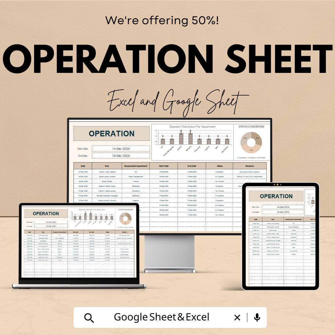 Operation Sheet - Streamline Your Business Operations With Excel ...