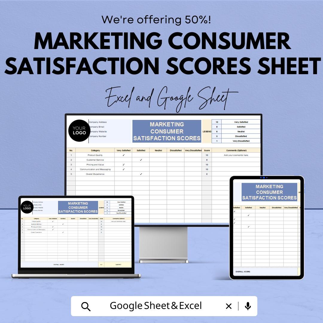 Marketing Consumer Satisfaction Scores Sheet | Google Sheets Template ...
