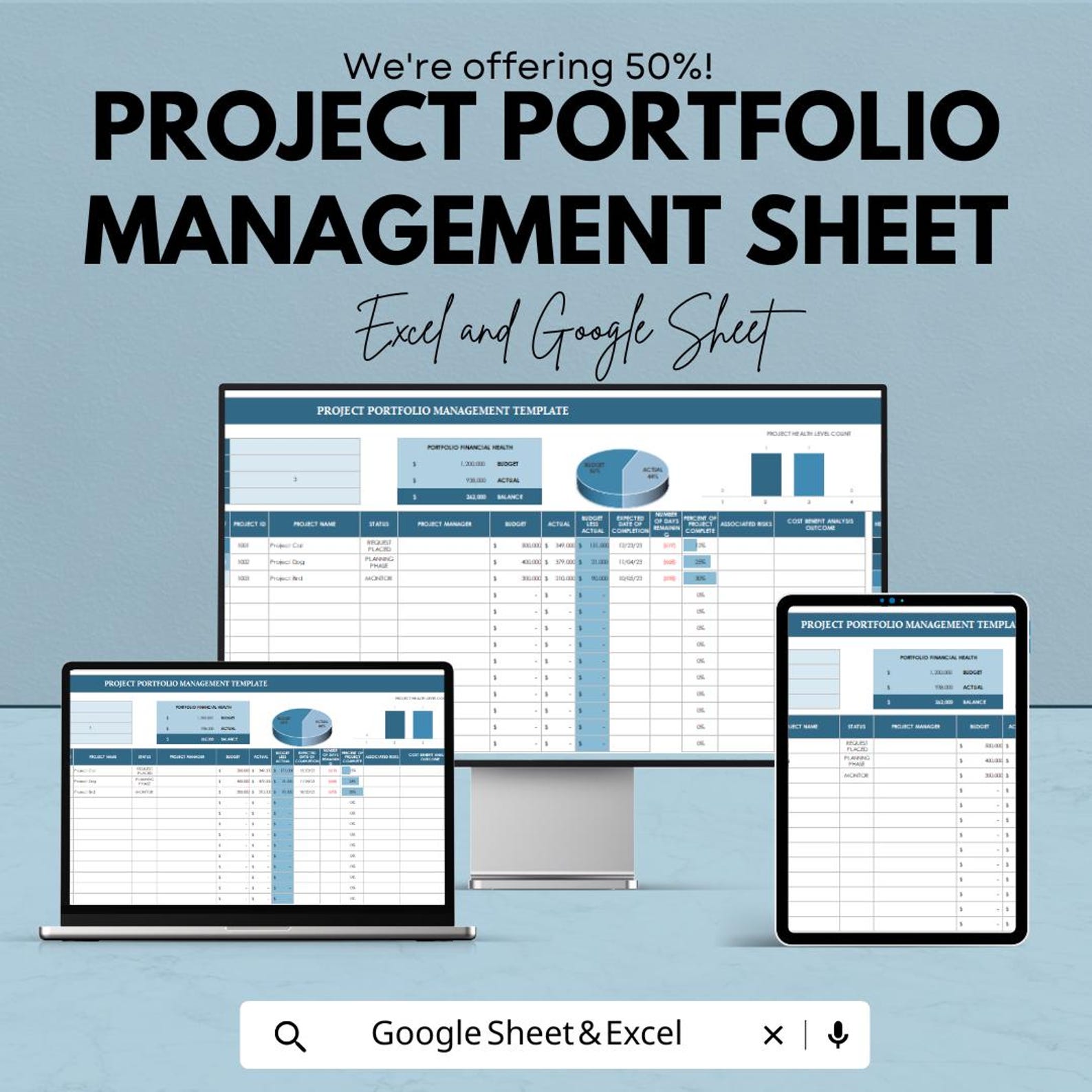 Project Portfolio Management Sheet - Excel and Google Sheets Template ...