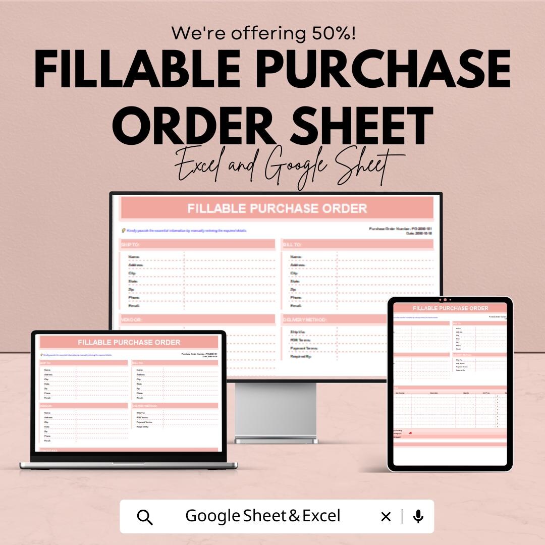 Fillable Purchase Order Sheet | Google Sheets Template | Streamline ...