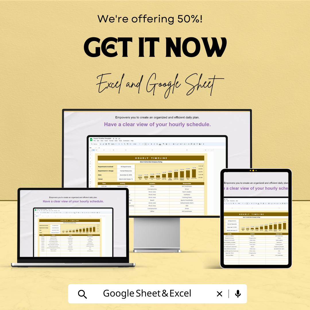 Hourly Timeline Sheet | Daily Schedule Template | Hourly Planner for ...